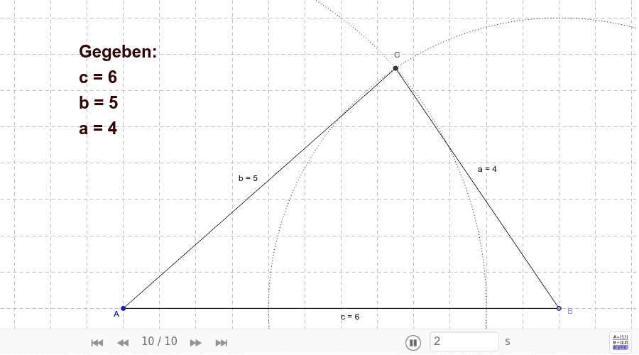 Seite-Seite-Seite (sss) Demo – GeoGebra
