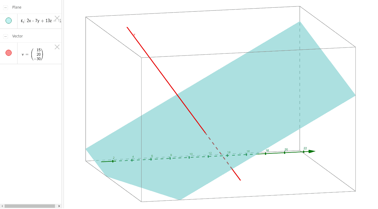 Plane and Line (example a) – GeoGebra