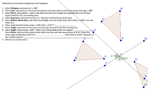 Reflect Over Intersecting Lines – GeoGebra