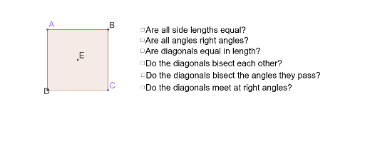 Determining the properties of a square – GeoGebra