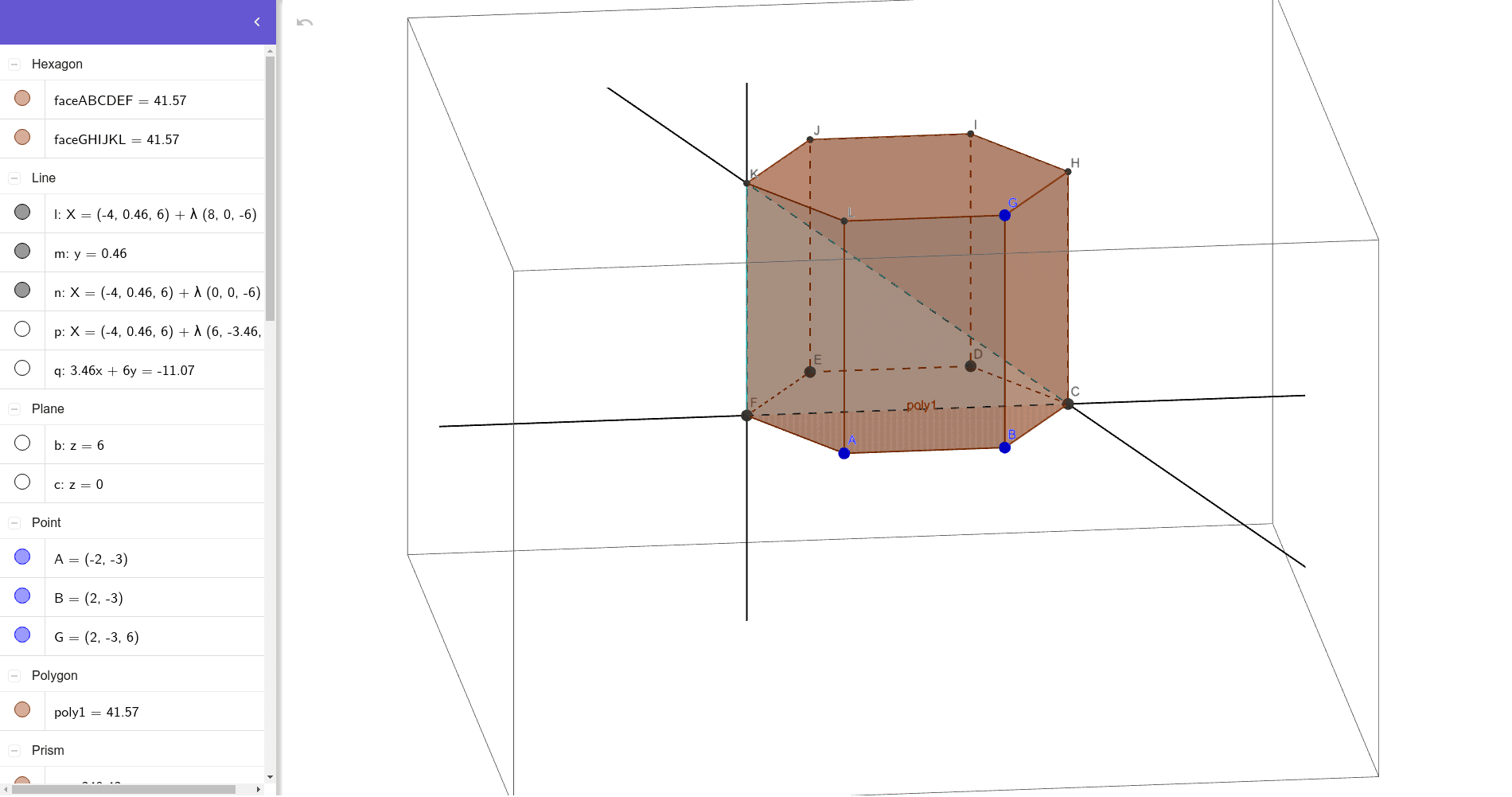 Prisma Hexagonal Regular (Recto) – GeoGebra