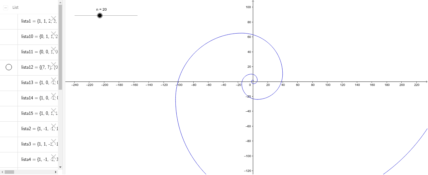 Fibonacci spirál – GeoGebra