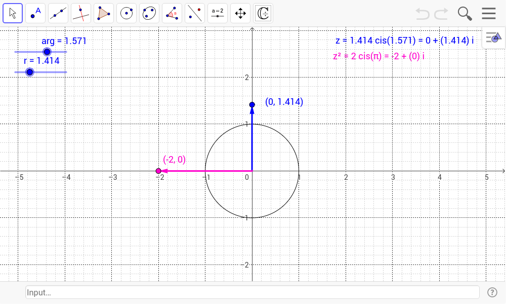square root finder of complex numbers – GeoGebra