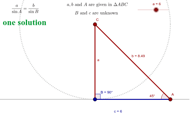 The Sine theorem, ambiguous case – GeoGebra