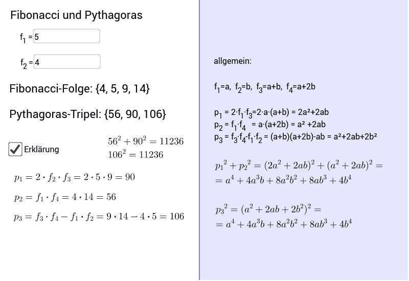 Fibonacci-Reihe und PLS – GeoGebra