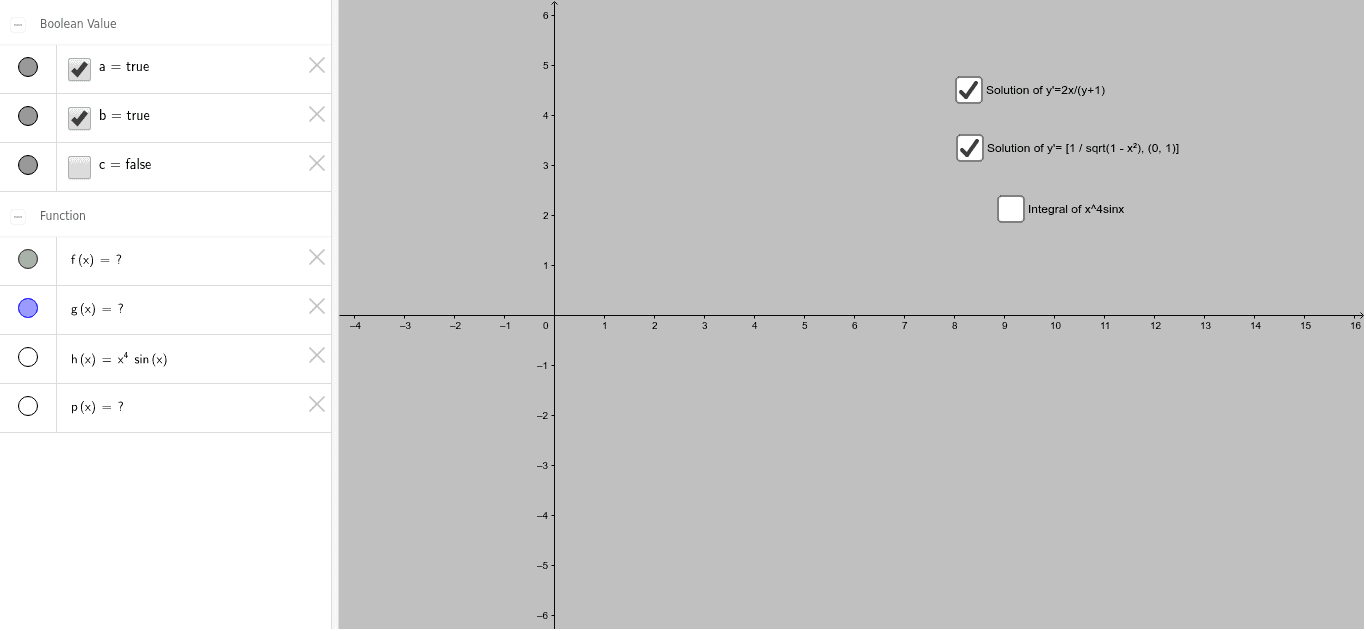 Solution of ODE and integration - Examples – GeoGebra