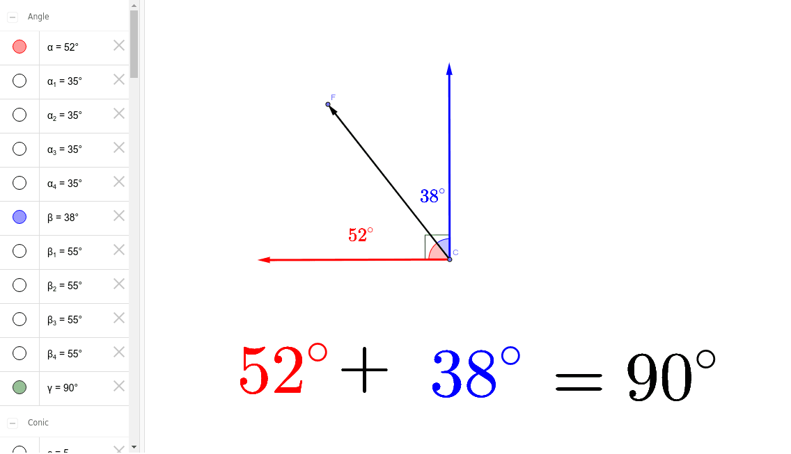 Complementary Angles – GeoGebra