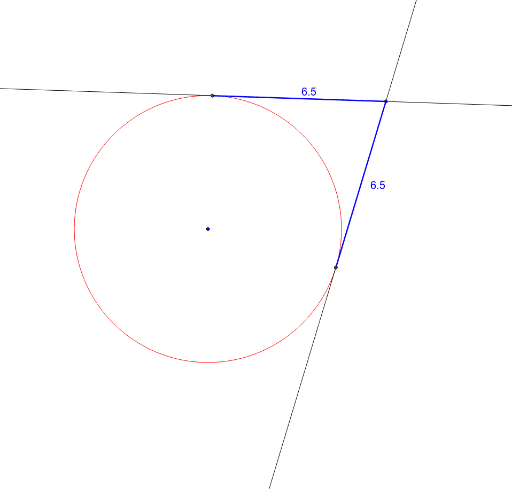 Tangents from an external point are equal in length. – GeoGebra