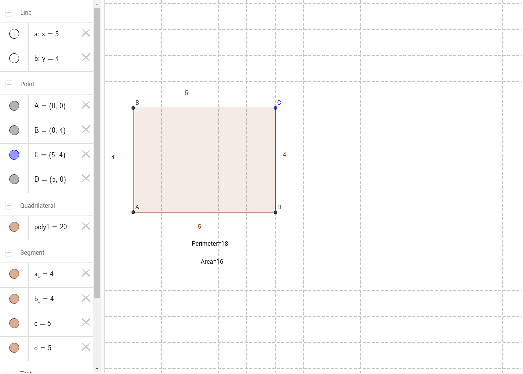 Perimeter and Area of a Rectangle – GeoGebra