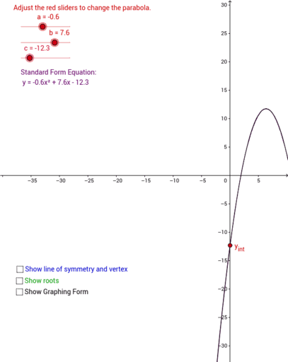 Quadratic Function Standard Form Vs Graphing Form GeoGebra