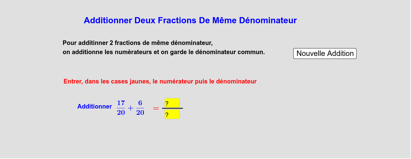 Additionner Deux Fractions De Même Dénominateur – GeoGebra