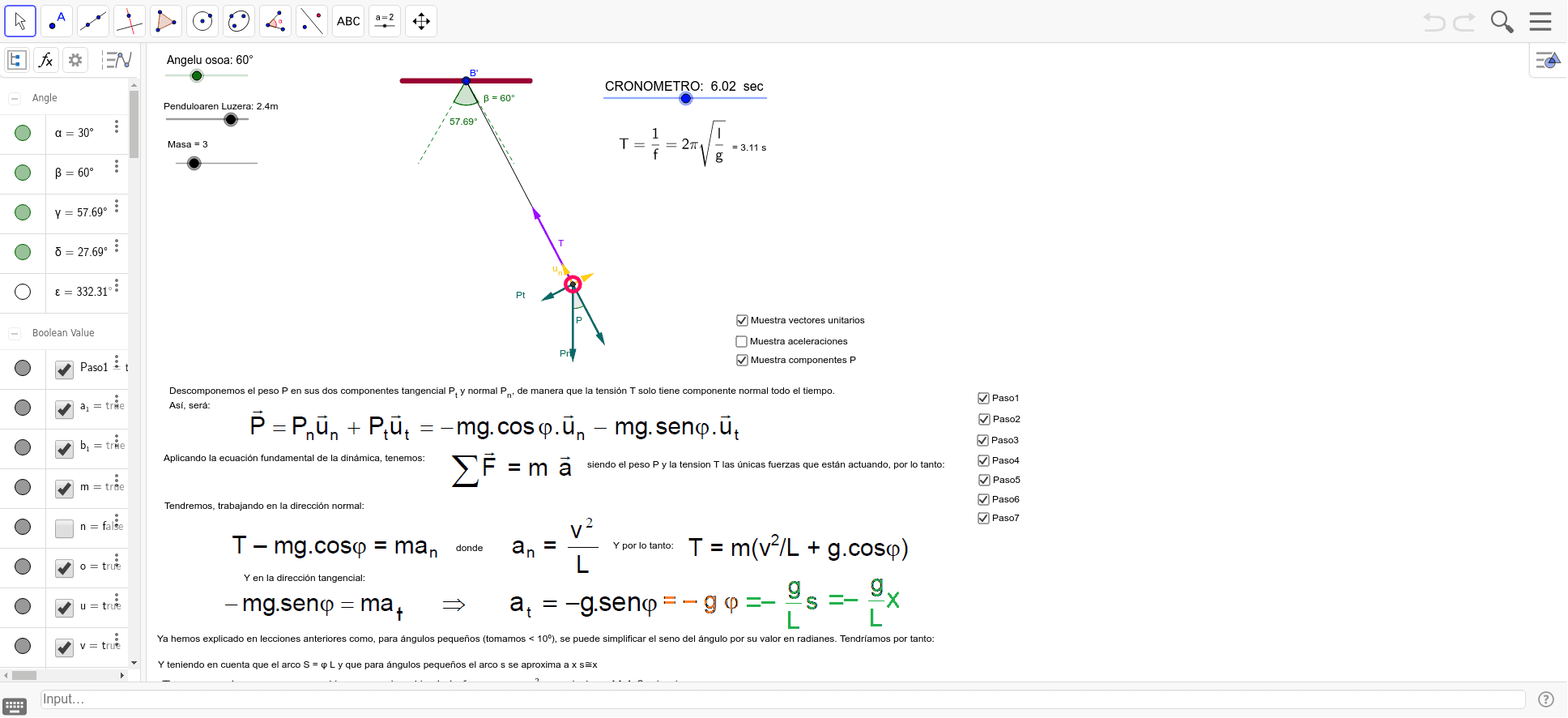 Péndulo Simple - Movimiento armónico simple – GeoGebra
