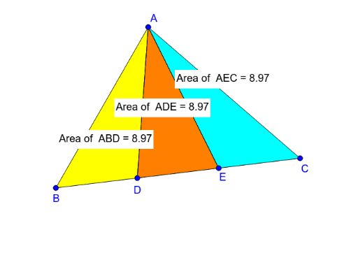 Dissecting a Triangle Into Three Equal Areas – GeoGebra