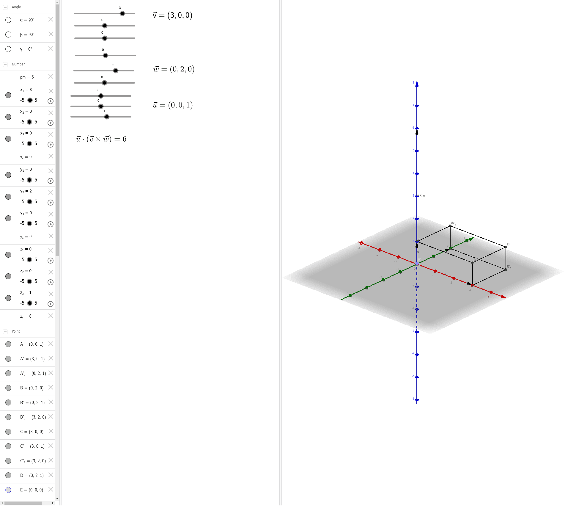 Produto misto – GeoGebra
