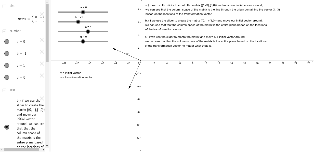 Column Space – GeoGebra