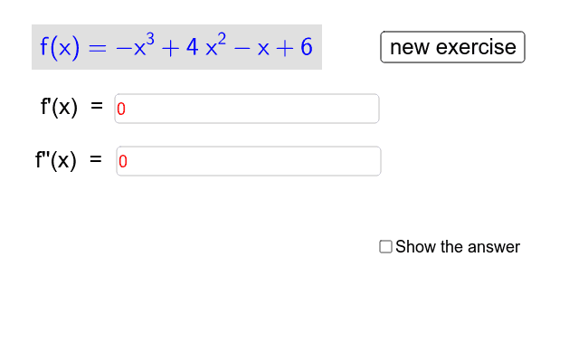 Practice: 2nd Order Derivatives – GeoGebra