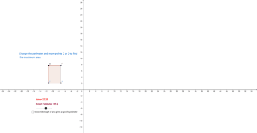 Maximum Area of Rectangle (with a given perimeter) – GeoGebra