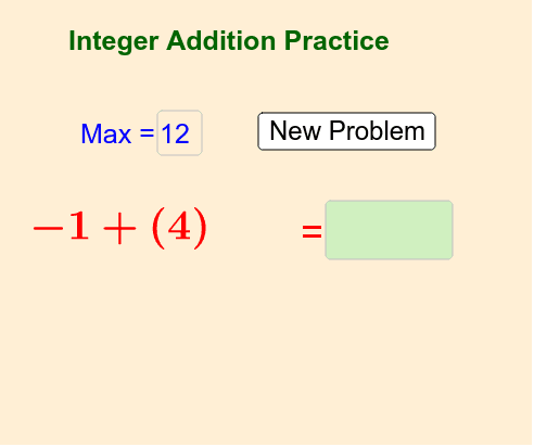 Integer Addition Practice – GeoGebra