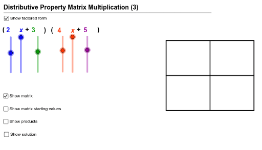 Distributive Property - Matrix Multiplication (3) – GeoGebra