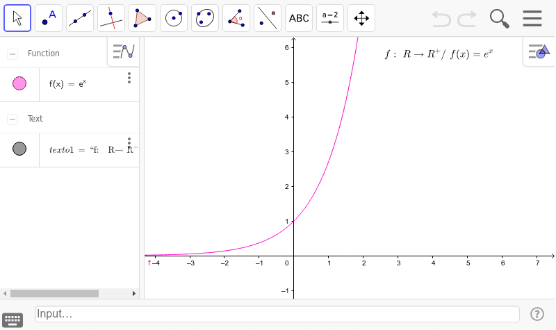 FUNCION INVERSA DE LA FUNCION EXPONENCIAL , DE BASE > 1 – GeoGebra
