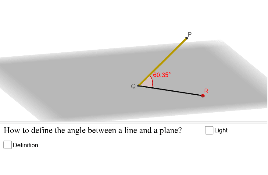 Angle between a Line and a Plane – GeoGebra
