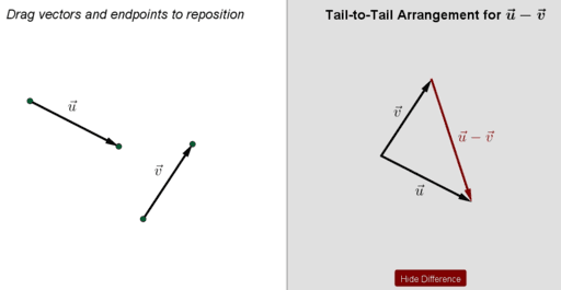 Vector Subtraction (Tail-to-Tail Method) – GeoGebra