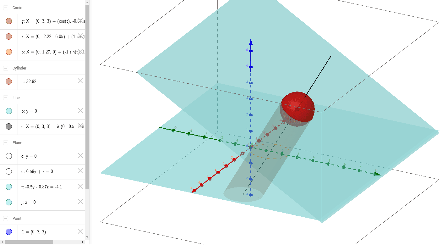 Projection of Sphere with oblique light – GeoGebra