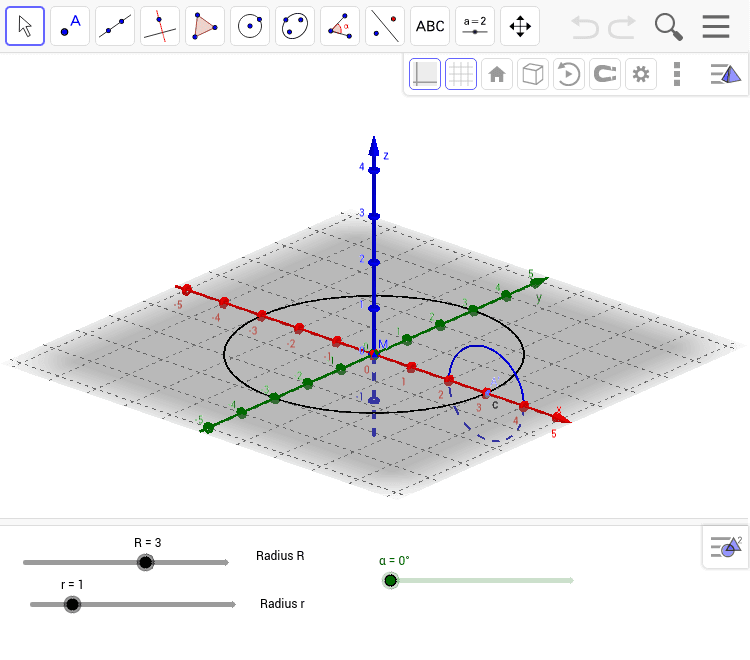 Torus (als Spur eines Kreises) – GeoGebra