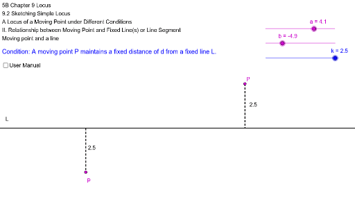 Locus of a moving point and a fixed line – GeoGebra