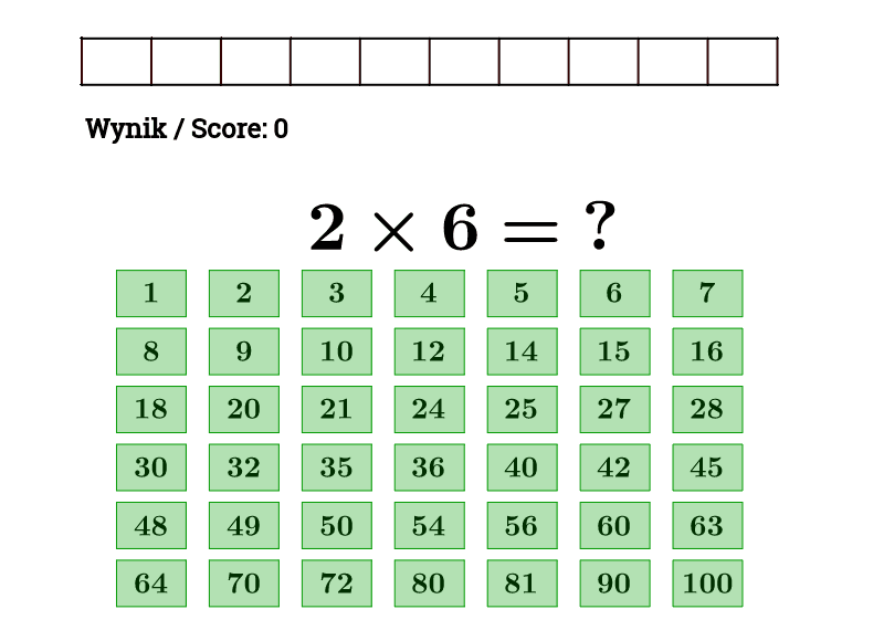 Tabliczka mnożenia / Multiplication table – GeoGebra