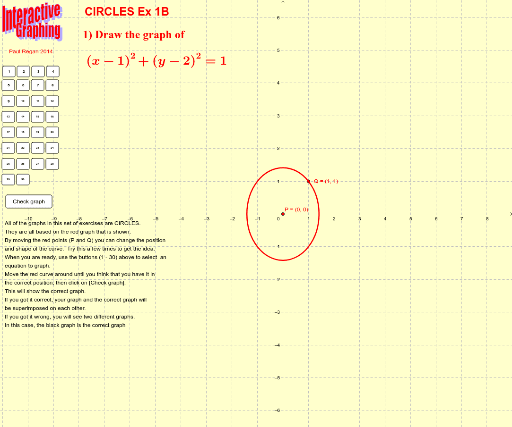Interactive Graphing Circles Ex 1B – GeoGebra