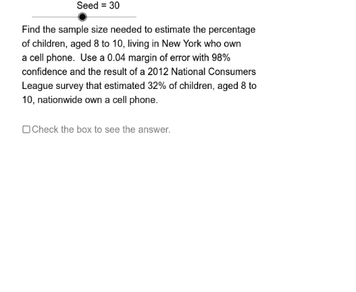 Sample Size Problems Involving Proportions and Means – GeoGebra