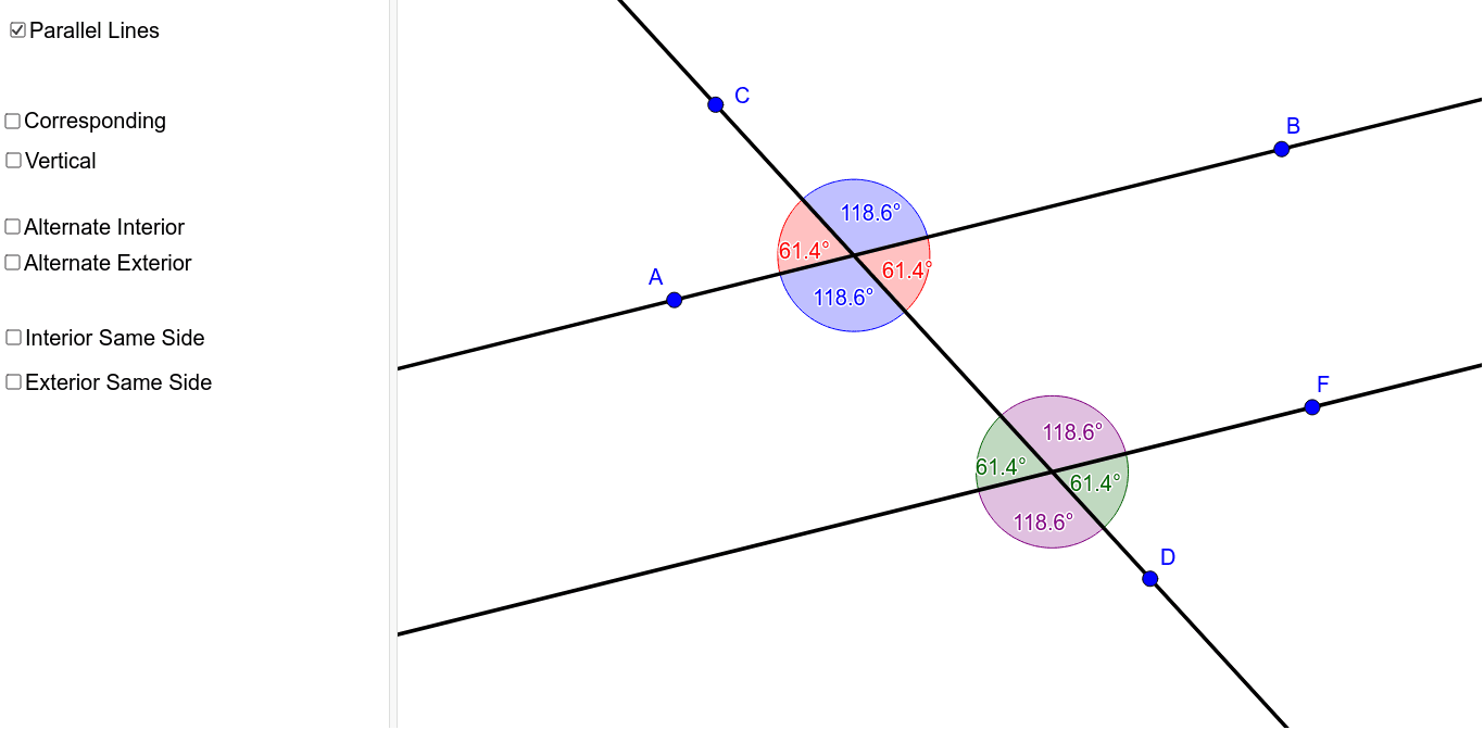 Angles Of Parallel Non Parallel Lines Cut By A Transversal GeoGebra