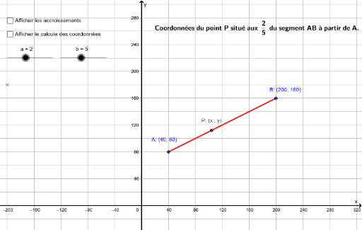 Coordonnées d'un point de partage d'un segment – GeoGebra