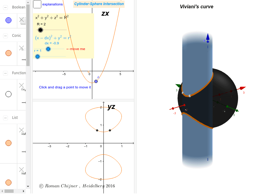 Curve of Cylinder-Sphere Intersection-Viviani's curve – GeoGebra
