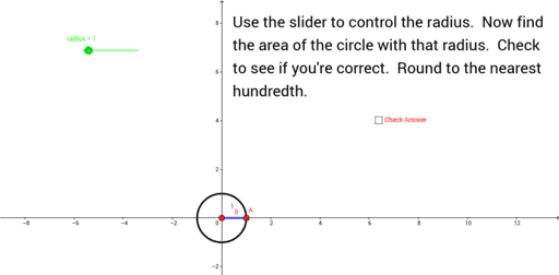Circle with radius controlled by slider – GeoGebra