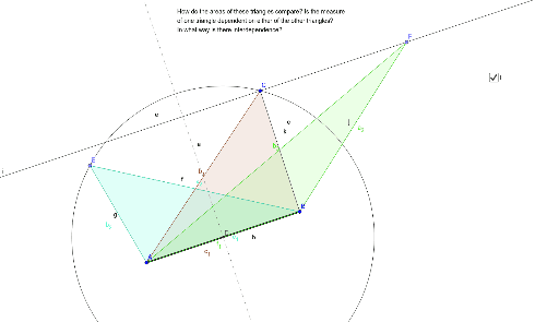 Comparing triangle areas under deformation – GeoGebra