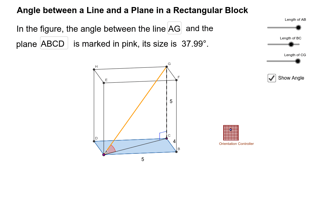 angle between line and plane – GeoGebra