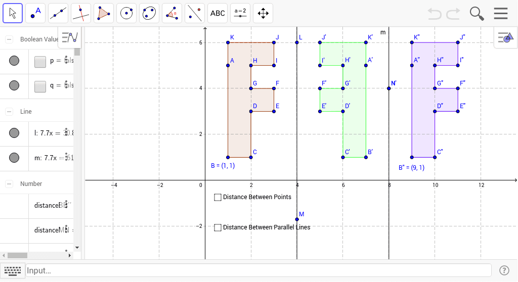 Reflections over Two given Parallel Lines – GeoGebra