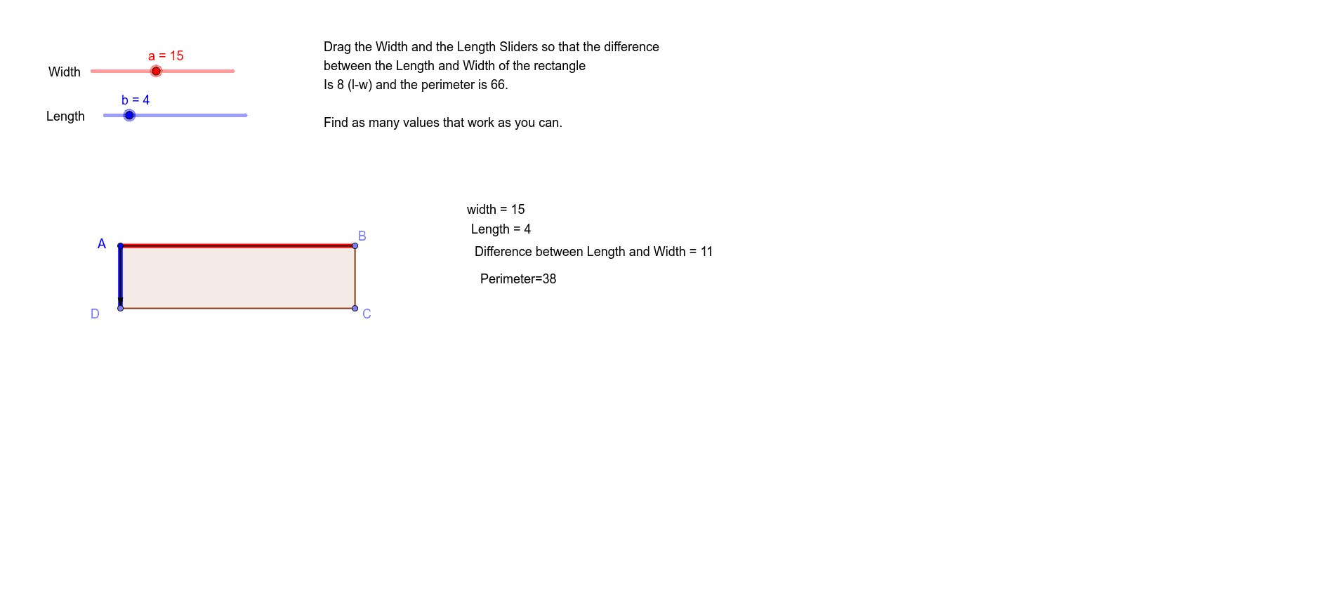 Rectangle Perimeter Exploration – GeoGebra