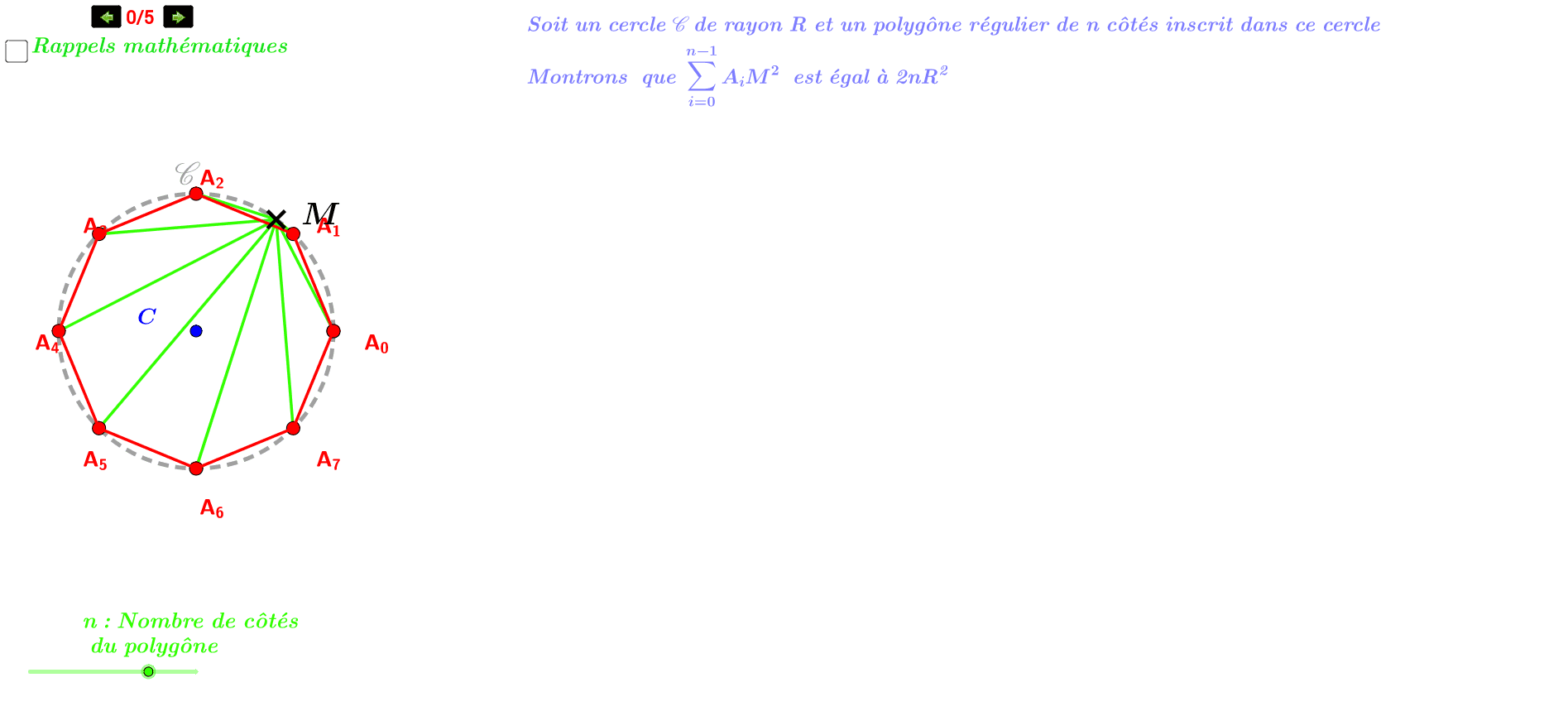 Cercle et polygone régulier inscrit (Relation) – GeoGebra