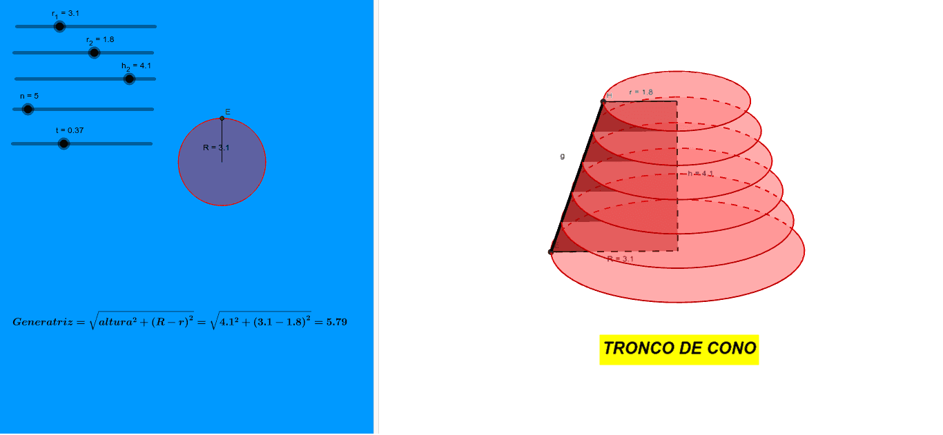 TRONCO DE CONO – GeoGebra
