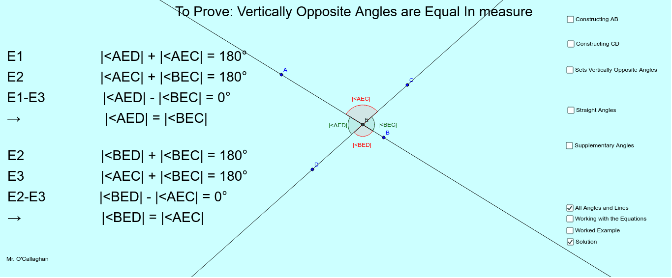 Vertically Opposite Angles Proof – GeoGebra