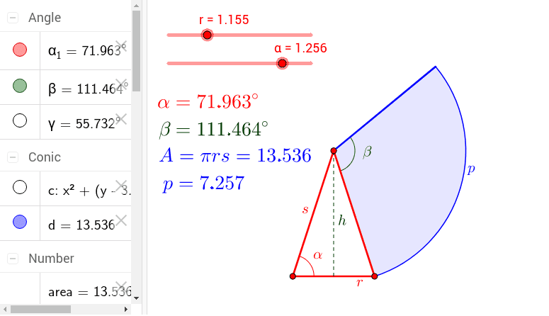 Cone angles – GeoGebra
