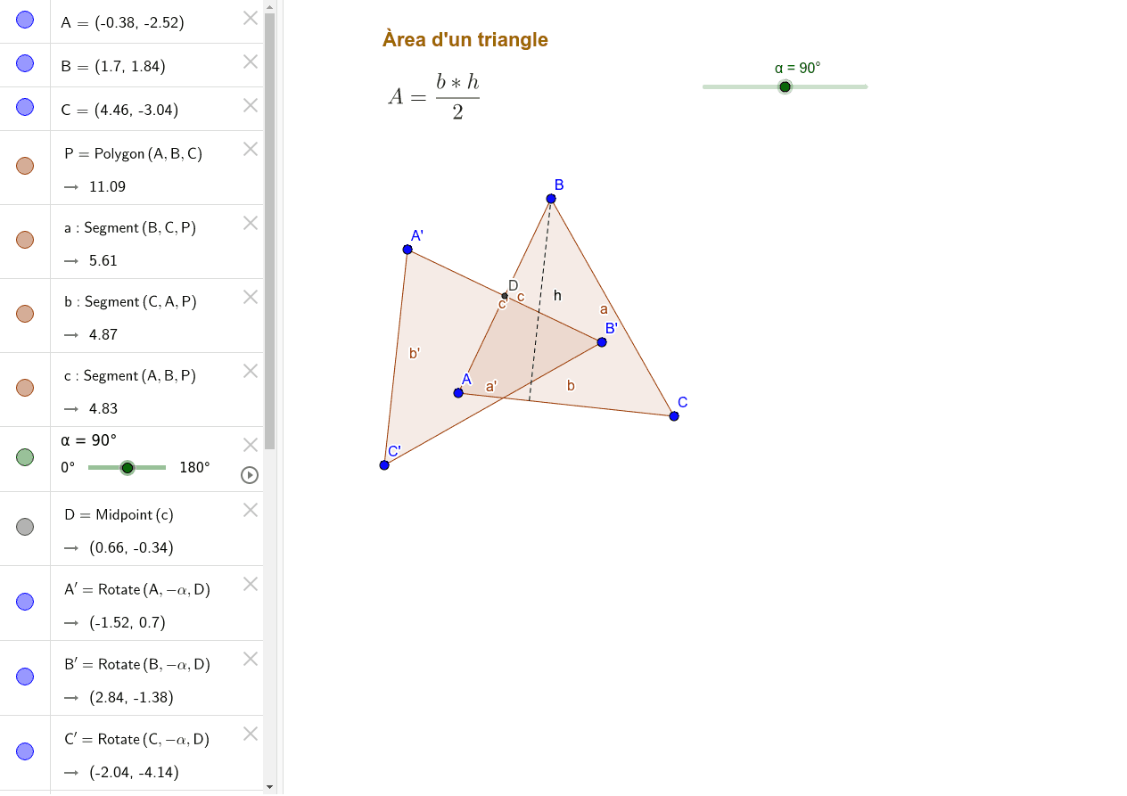 Àrea d'un triangle – GeoGebra