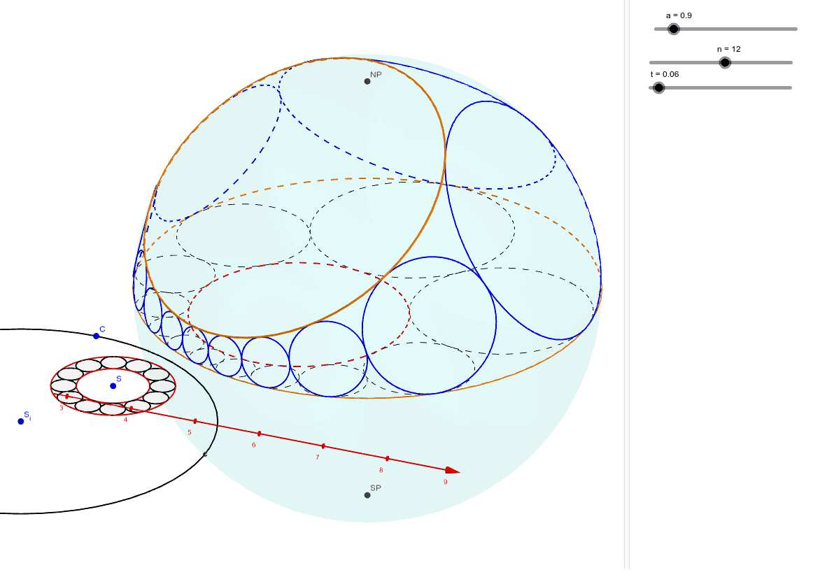 Steiner chain on sphere – GeoGebra