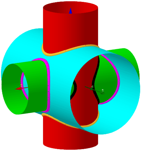 Curve of intersection of 3 Cylinder surfaces – GeoGebra