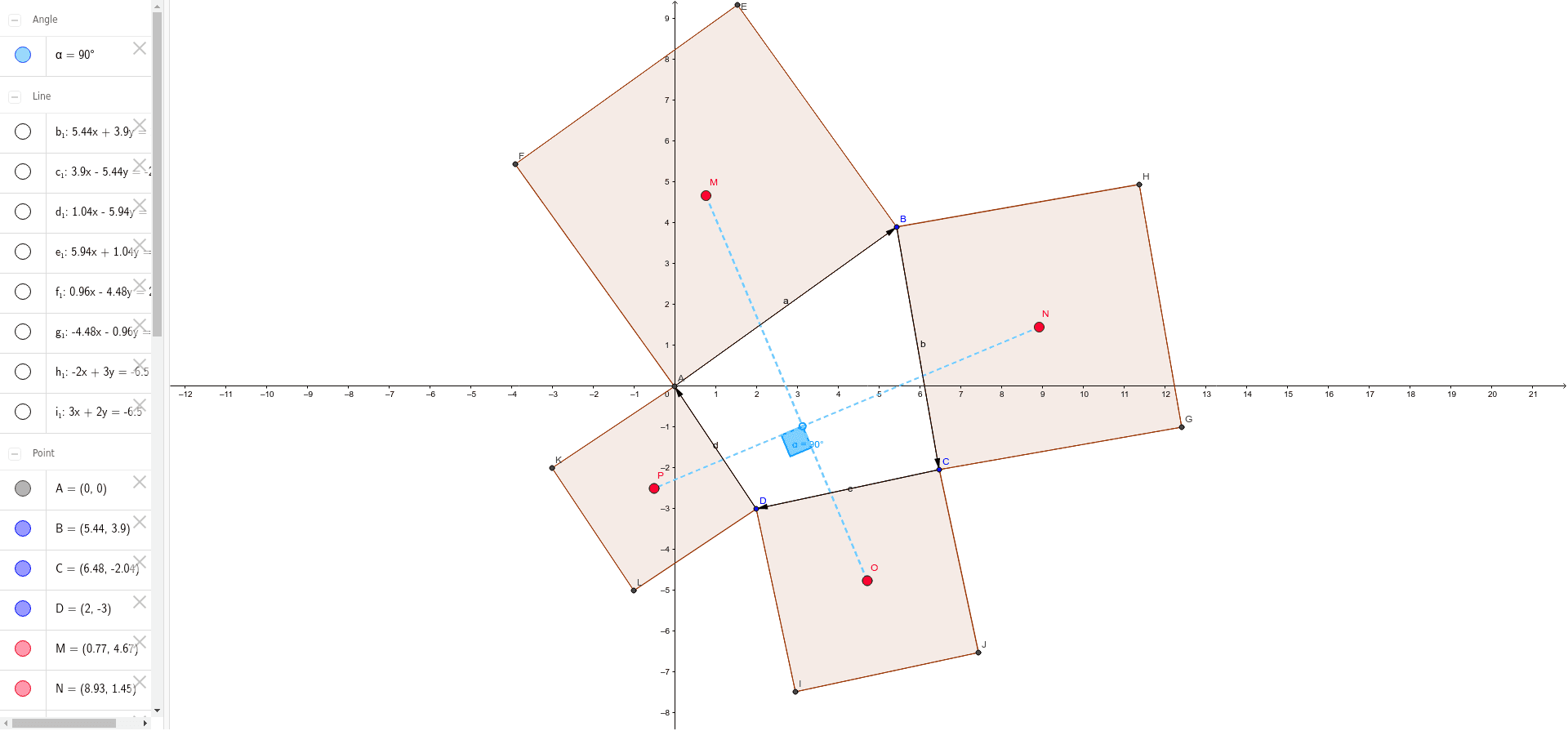 Prove a quadrilateral relation by using complex analysis. – GeoGebra