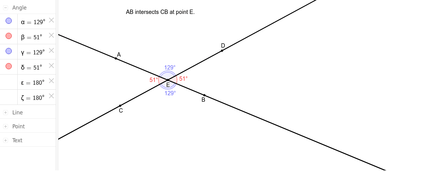 Vertical Angles – GeoGebra