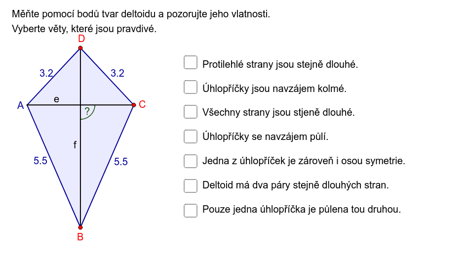 Deltoid - vlastnosti – GeoGebra